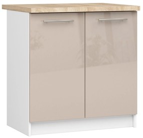 Dolní kuchyňská skříňka Ozara S80 2D (bílá + cappuccino lesk). 1071122