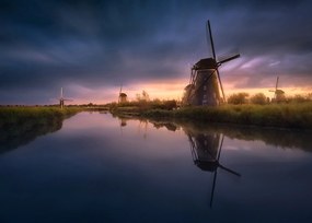 Fototapeta na míru Větrné Mlýny Kinderdijk-Elshout | Vliesová fototapeta na zed' | DFTNXXL3022