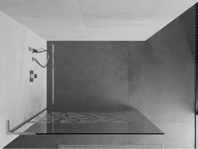 Mexen Kioto L, sprchová zástěna Walk-In 90 x 200 cm, 8mm čiré sklo bílý vzor, ​​chromový profil, 800-090-103-01-85