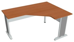 Stůl ergo lomený levý 160×120/60 cm - Hobis Cross CEV 60 L Dekor stolové desky: třešeň, Dekor lamino podnože: šedá, Barva nohou: Stříbrná