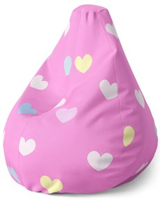Sedací vak Pear srdce na růžové - dětský, růžová