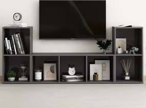 vidaXL 3dílný set TV skříněk dřevotříska [3080017] Barva: šedá s vysokým leskem