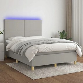Fionshop 264253281 Box spring postel s matrací a Led světle šedá 140x190
