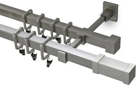 Garnýž kovová  400 cm dvouřadá - dvojitá 20x20 Zanotti matná stříbrná