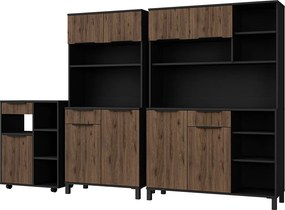 Kredenc příborník MONZA | 269 cm | sestava 3 díly | černá/ořech okapi
