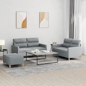 3dílná sedací souprava s poduškami světle šedá textil 3201576