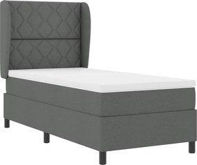 Postel s boxspringem s čelo Tmavě šedá 90 x 200 cm textil 3340607