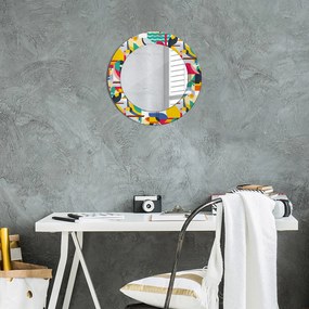 Kulaté dekorativní zrcadlo na zeď Geometrické tropické ptáky fi 50 cm