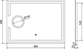 Mexen Onyx, LED koupelnové zrcadlo s podsvícením a kosmetickým zrcátkem 80x60 cm, 6000K, ochrana proti zamlžování, 9813-080-060-611-00