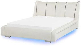 Kožená vodní postel s LED 140 x 200 cm bílá NANTES Beliani