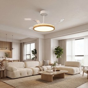 HOMCOM LED stropní ventilátor se světlem, 80 W, reverzní DC motor, tichý provoz, dálkové ovládání, 6 rychlostí, 3 teploty světla, časovač, pro obývac…