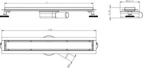 Mexen Flat lineární nerezový žlab 80 cm, 360° sifon, vzor M33, nerez, 1033080-40
