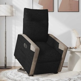Elektrické zvedací polohovací křeslo černé textil 3324102