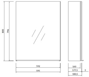 Cersanit - VIRGO zrcadlová závěsná skříňka 60cm, bílá-chrom, S522-013