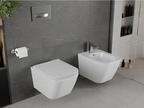 Mexen Madox, Rimless závěsná wc mísa 515x365x350 mm s pomalu padajícím sedátkem SLIM z duroplastu, bílá, 30154000