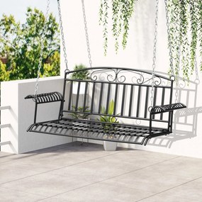 Závěsná zahradní lavice pro 2 osoby Outsunny - 137D x 58Š x 52V cm, černá | Aosom