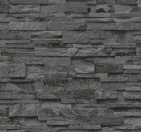 Vliesové tapety na zeď Origin 02363-40, kámen pískovec tmavě šedo-hnědý, rozměr 10,05 m x 0,53 m, P+S International
