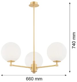 Argon 6307 - Lustr na tyči PALOMA 3xE14/7W/230V zlatá/bílá