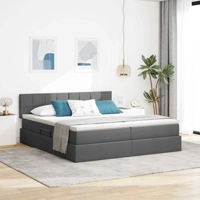 Postel s úložným prostorem Tmavě šedá 180 x 200 cm Umělá kůže 3370926