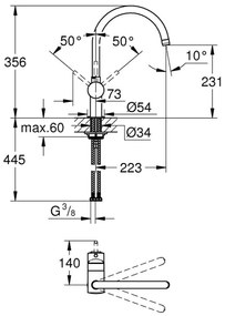 GROHE 32917000 - Dřezová baterie A 356 mm lesklý chrom