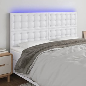 Čelo postele s LED bílé 160x5x118/128 cm umělá kůže
