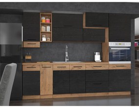 Kuchyňe Woodline III, Barva: dąb lancelot / dark wood, Osvětlení: bez osvětlení, Dřez: ne, Pracovní deska do kuchyně: bez pracovní desky