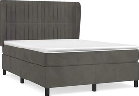 Box spring postel s matrací tmavě šedá 140x200 cm samet 3129334