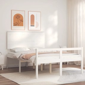 Postel s čelem pro seniory bílý 120x200 cm masivní dřevo 3195477