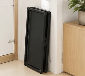botník, 4 patra, tvrzený plast/netkaná textilie, 50x40x19 cm, černá, Dekorino BB20260005