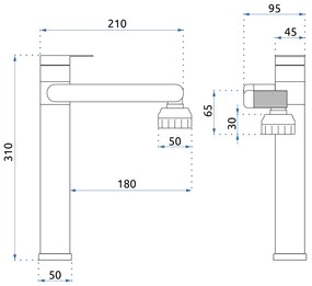 Umyvadlová baterie baterie REA PACO INOX vysoká, nikl kartáčovaný
