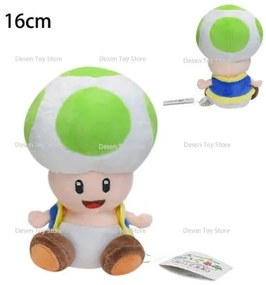 Plyšové hračky ze hry Super Mario Bros - vedlejší postavy Varianta: Green Toad, 16 cm