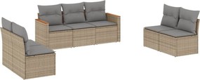 7dílná zahradní sedací souprava s poduškami béžová polyratan 3258279