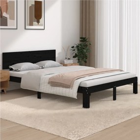 Rám postele černý masivní dřevo 150 x 200 cm King Size,  810504