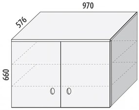 Domestav - DOMINO Skříň nadstavec hloubka 576 buk cink, mořený