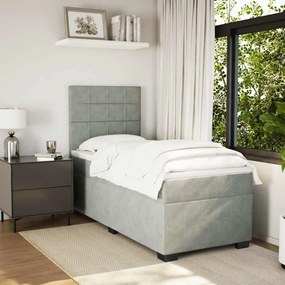 Box spring postel s matrací světle šedá 100x200 cm samet 3293134