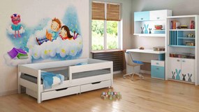 Dětská postel + šuplíky + matrace pěna-kokos - MIX 180x90cm - Bílá