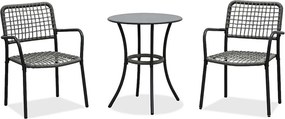 Balkónový set 1+2, stůl, židle umělý ratan barva antracit, kov antracit (58 x 57) cm