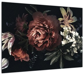 Skleněný obraz - Temné květy (70x50 cm)