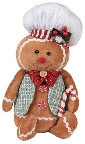Hnědá vánoční plyšová dekorace Perníček Gingerbread - 19*14*35 cm
