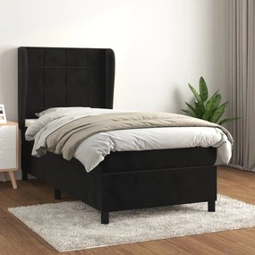 vidaXL Box spring postel s matrací 90x200 cm samet [3129191] Barva: Černá