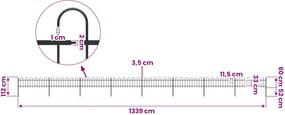Zahradní plot s obloukem nahoře ocelový 1339 x 60 cm černý 277645