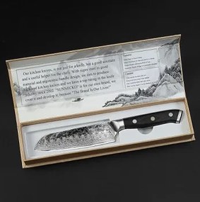 Kuchyňský Santoku nůž 5" Sunnecko 73 vrstev damaškové oceli