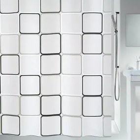 Spirella FRAME sprchový závěs motiv čtverců bílo-černý / PEVA / 180 x