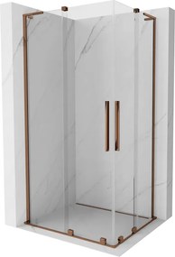 Mexen Velar L Duo, sprchový kout s posuvnými dveřmi 90 x 80 cm, 8mm čiré sklo, růžové zlato, 871-090-080-02-03-60