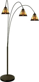 Béžovo-hnědá stojací lampa Tiffany Silvia - 91*50*200 cm E27/max 3*60W