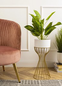 KOVOVÝ KVĚTINÁČ SE STOJÁNEM GLAM 46X20 CM BÍLÁ/ZLATÁ