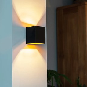 Sada 2 designových nástěnných lamp černých a zlatých čtvercových - Sola