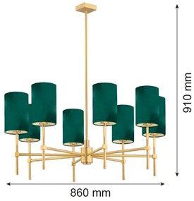 Argon 5055 - Lustr na tyči ABRUZZO 8xE14/7W/230V mosaz/zelená