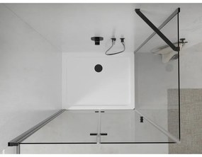 Mexen Lima, sprchový kout se skládacími dveřmi 100 (dveře) x 110 (stěna) cm, 6mm čiré sklo, černý profil + slim sprchová vanička bílá s černým sifonem, 856-100-110-70-00-4010B
