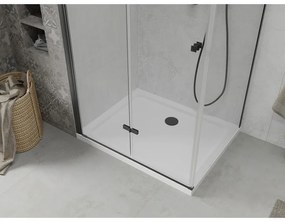 Mexen Lima, sprchový kout se skládacími dveřmi 100 (dveře) x 110 (stěna) cm, 6mm čiré sklo, černý profil + slim sprchová vanička bílá s černým sifonem, 856-100-110-70-00-4010B